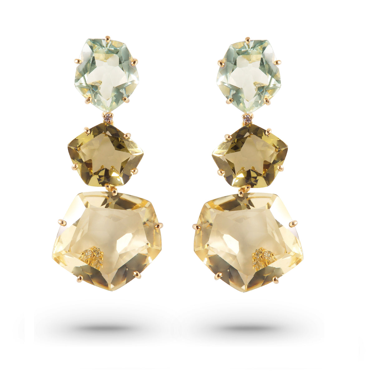 18K AMORFUS EARRINGS (0957) - Yellow Light Citrine, Prasiolite, Olive ...