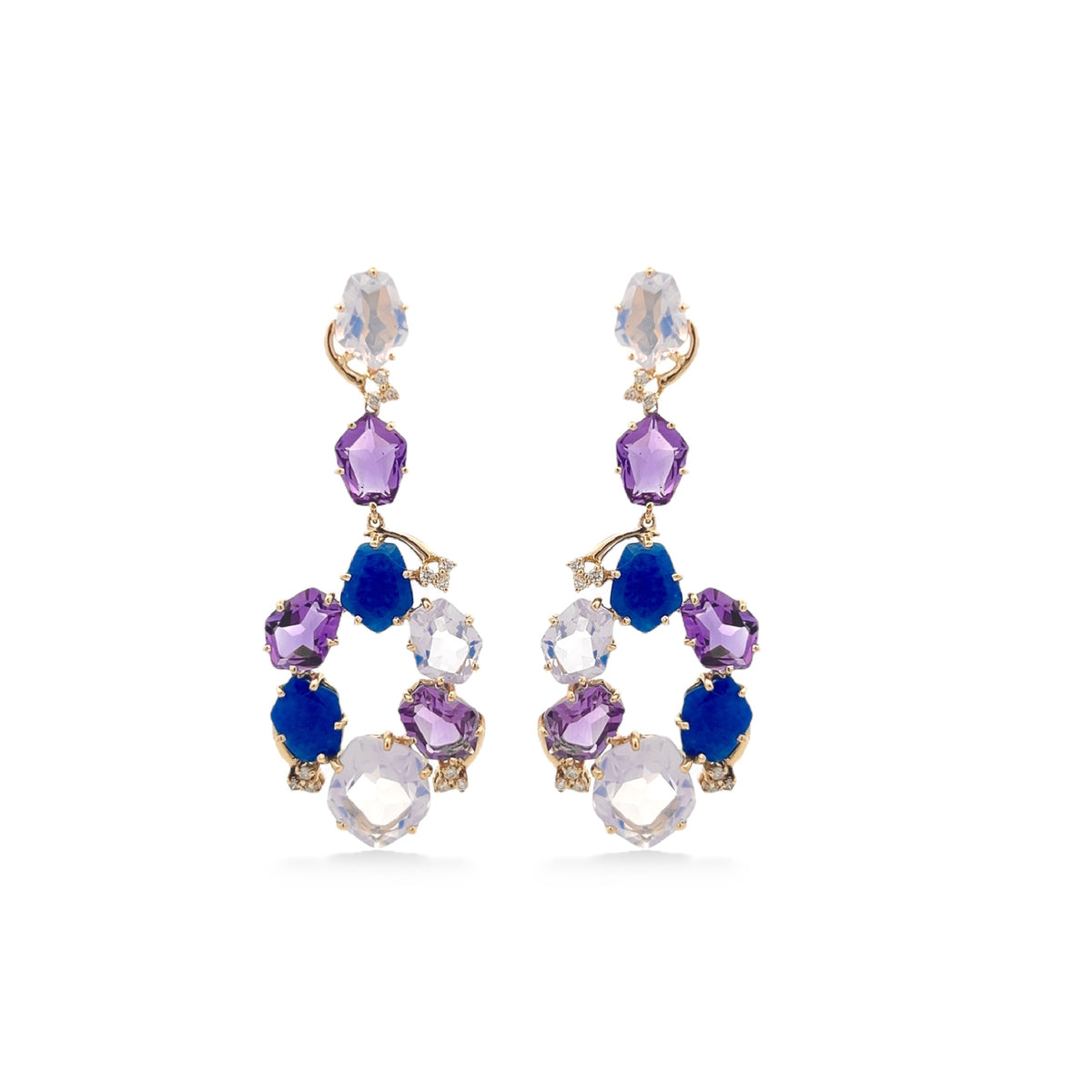 18K AMORFUS EARRINGS (1096) - Amethyst, Lilac Opal Amethyst, Navy Blue ...