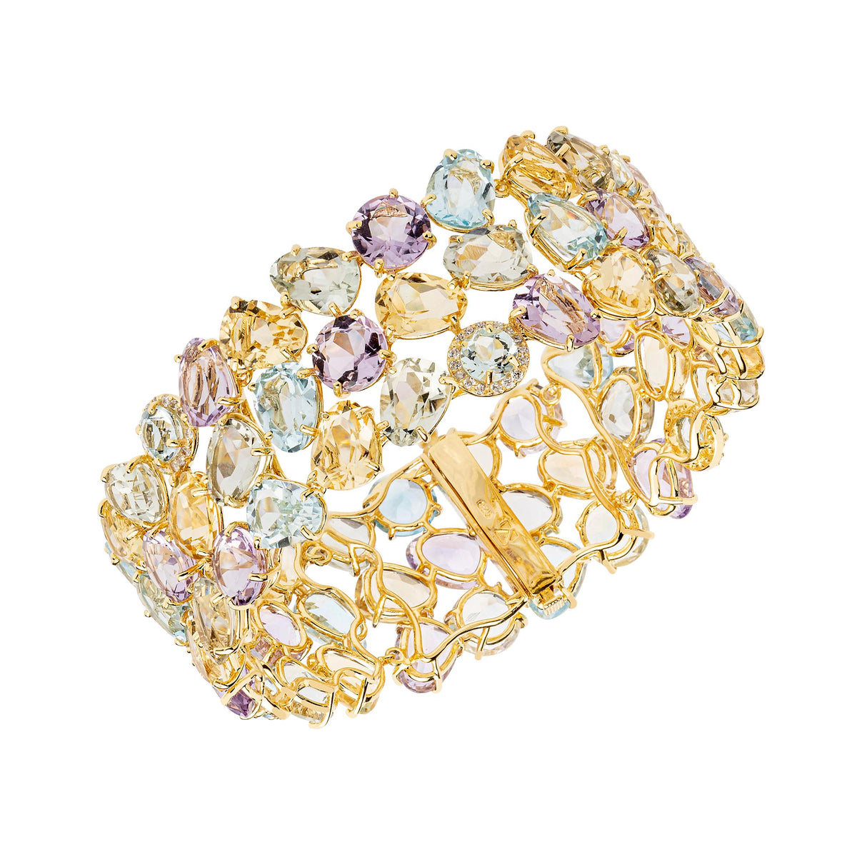 18K Maroaga Bracelet (1196) - Pink Amethyst, Blue Topaz, Yellow Light ...