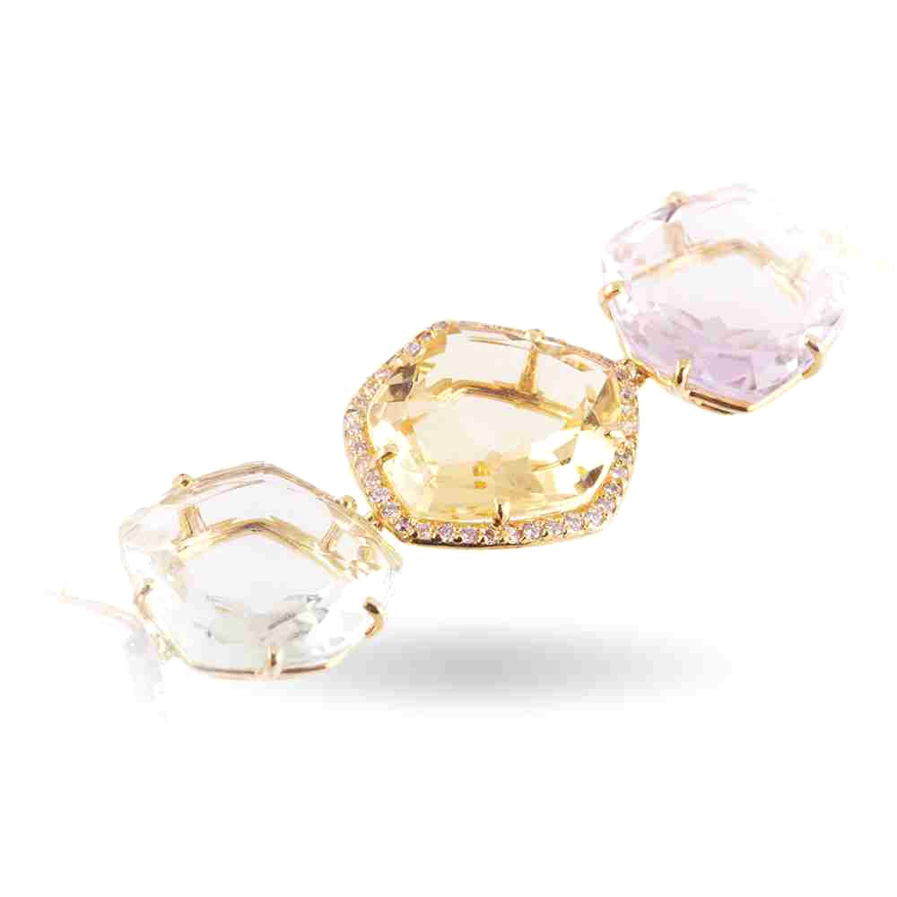 18K Amorfus Bracelet (0826) - Prasiolite / Pink Amethyst / Light Citri ...