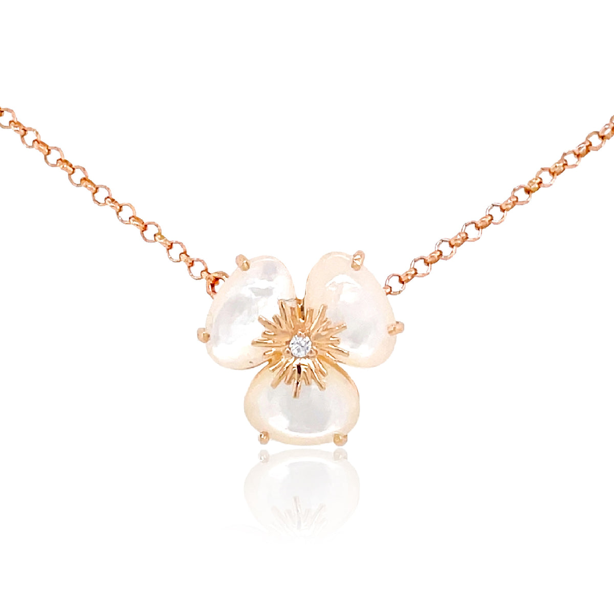 18k Pensée Necklace - Mother Pearl / RG (medium) – VIANNABRASIL