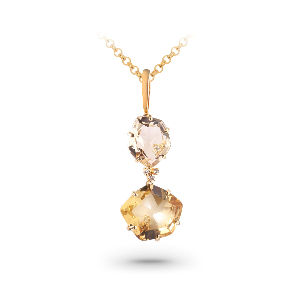 18K Amorfus Pendant (0957) - Champagne Citrine / YG & Off-White Citrin ...