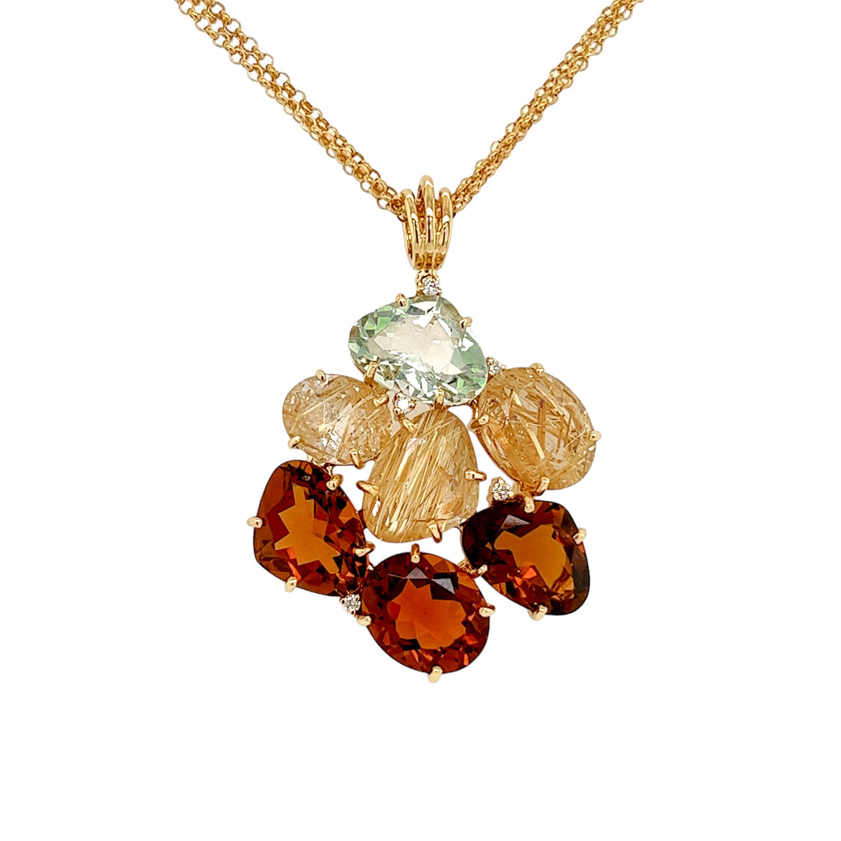 18K Whisky Citrine, Prasiolite, Rutilated Quartz Pendant – VIANNABRASIL
